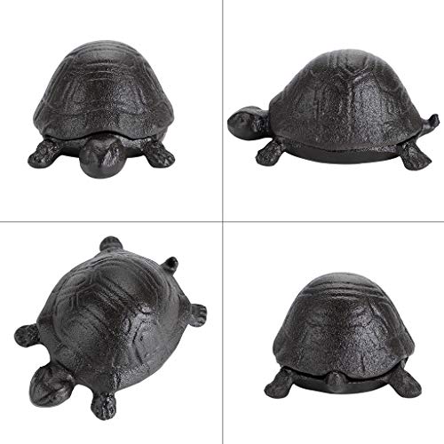 JUXYES Turtle Cast Iron Key Hider Outside Spare Door Key Box Outdoor Small Garden Statues Ornament, Turtle Indoor Decoration Jewelry Trinkets Box for Key, Ear Studs, Ring, Paper Clip