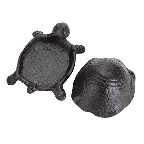 JUXYES Turtle Cast Iron Key Hider Outside Spare Door Key Box Outdoor Small Garden Statues Ornament, Turtle Indoor Decoration Jewelry Trinkets Box for Key, Ear Studs, Ring, Paper Clip