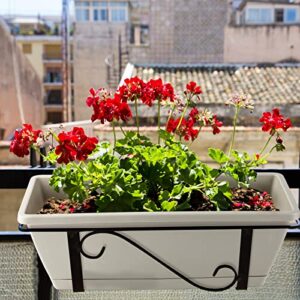 12 Pieces Rectangle Window Box Planter 17 Inch Window Plant Box Herb Planter Plastic Herb Pots for Indoor Plants Large Window Flower Boxes Outdoor with Tray for Garden, Balcony Home Decor (Light Gray)