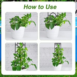 2pcs Metal Plant Trellis for Climbing Support, 19inch Indoor Houseplant Trellis Flower Potted Plants Moon Phase Small Garden Trellis with Moisture-Proof Layer for Pot Plant Vine Monstera (Black)