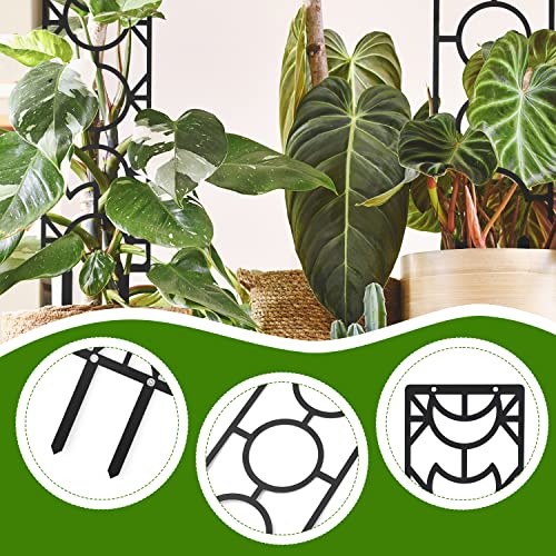 2pcs Metal Plant Trellis for Climbing Support, 19inch Indoor Houseplant Trellis Flower Potted Plants Moon Phase Small Garden Trellis with Moisture-Proof Layer for Pot Plant Vine Monstera (Black)