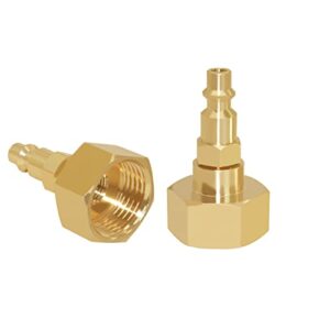 Hooshing 2PCS Brass Winterize Sprinkler Systems Air Compressor 1/4" Quick Connect Plug to 3/4" GHT Garden Hose Faucet Blow Out Adapter For RV, Camper