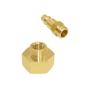 Hooshing 2PCS Brass Winterize Sprinkler Systems Air Compressor 1/4" Quick Connect Plug to 3/4" GHT Garden Hose Faucet Blow Out Adapter For RV, Camper