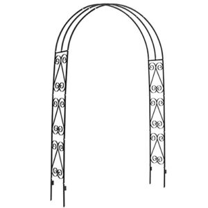 doeworks garden arch,garden arbor for various climbing plant, outdoor garden lawn backyard, 3′ 11”wide x 7′ high, black