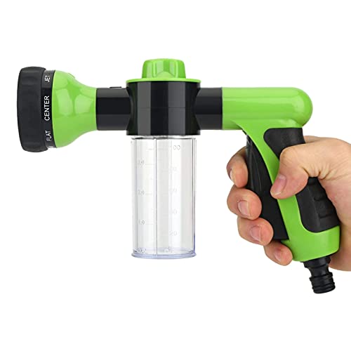 BORDSTRACT Garden Hose Nozzle, Soap Dispenser Bottle, 8 Spray Patterns, High Pressure Hose Foam Sprayer For Watering Plants, Cleaning,Car Wash And Showering Pet (Green)