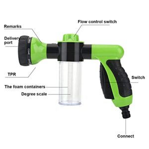 BORDSTRACT Garden Hose Nozzle, Soap Dispenser Bottle, 8 Spray Patterns, High Pressure Hose Foam Sprayer For Watering Plants, Cleaning,Car Wash And Showering Pet (Green)