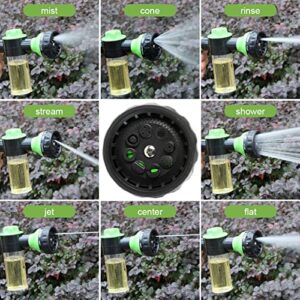 BORDSTRACT Garden Hose Nozzle, Soap Dispenser Bottle, 8 Spray Patterns, High Pressure Hose Foam Sprayer For Watering Plants, Cleaning,Car Wash And Showering Pet (Green)