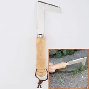 goldhik crack weeder, 8.7″ stainless steel crevice weeding sickle manual weeder lawn yard garden sidewalk tool