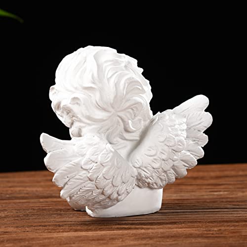 BRABUD Resin White Angle Statue Praying Cherub Statue Indoor Outdoor Home Garden Wings Angel Decoration Figurine Collection 5.1'' TQGJBS69