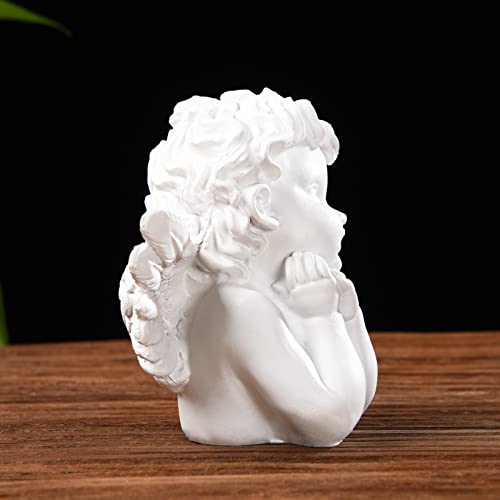 BRABUD Resin White Angle Statue Praying Cherub Statue Indoor Outdoor Home Garden Wings Angel Decoration Figurine Collection 5.1'' TQGJBS69