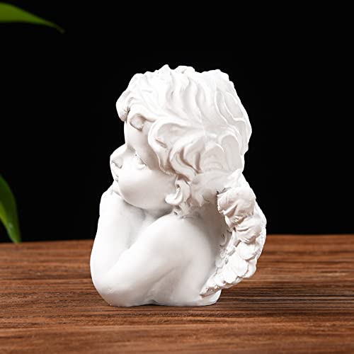 BRABUD Resin White Angle Statue Praying Cherub Statue Indoor Outdoor Home Garden Wings Angel Decoration Figurine Collection 5.1'' TQGJBS69