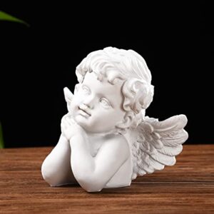 BRABUD Resin White Angle Statue Praying Cherub Statue Indoor Outdoor Home Garden Wings Angel Decoration Figurine Collection 5.1'' TQGJBS69