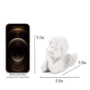 BRABUD Resin White Angle Statue Praying Cherub Statue Indoor Outdoor Home Garden Wings Angel Decoration Figurine Collection 5.1'' TQGJBS69