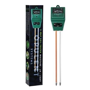 opulent systems 3-in-1 soil ph meter soil moisture light and ph tester, gardening hand tools for indoor & outdoor garden lawn farm plant care