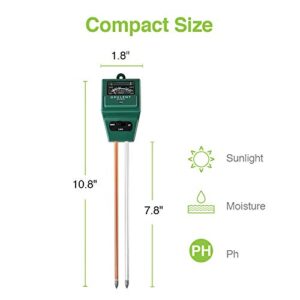 OPULENT SYSTEMS 3-in-1 Soil pH Meter Soil Moisture Light and pH Tester, Gardening Hand Tools for Indoor & Outdoor Garden Lawn Farm Plant Care