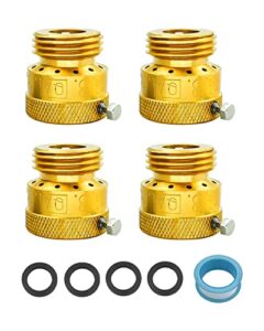 4 pcs anti siphon valve, hose bib vacuum breaker set 3/4 inch ght hose backflow preventer for garden spigot rv hose connection with sealing tape and washers