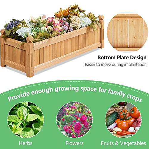 Yaheetech 43.5″ L × 16″ W × 14″ H Wooden Raised Garden Bed, Wood Rectangular Garden Planter Outdoor, Raised Planter Box for Patio/Yard/Greenhouse/Home Vegetable/Flower/Herbs, Natural Wood