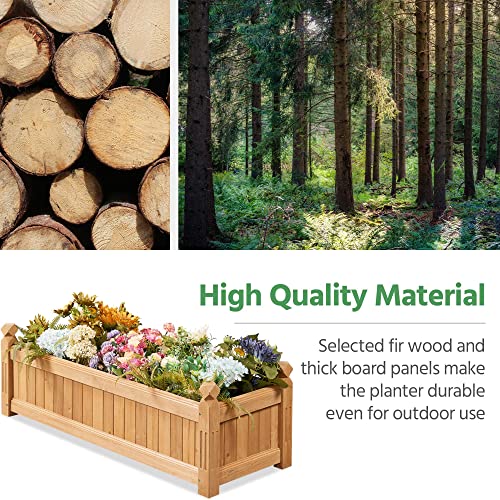 Yaheetech 43.5″ L × 16″ W × 14″ H Wooden Raised Garden Bed, Wood Rectangular Garden Planter Outdoor, Raised Planter Box for Patio/Yard/Greenhouse/Home Vegetable/Flower/Herbs, Natural Wood