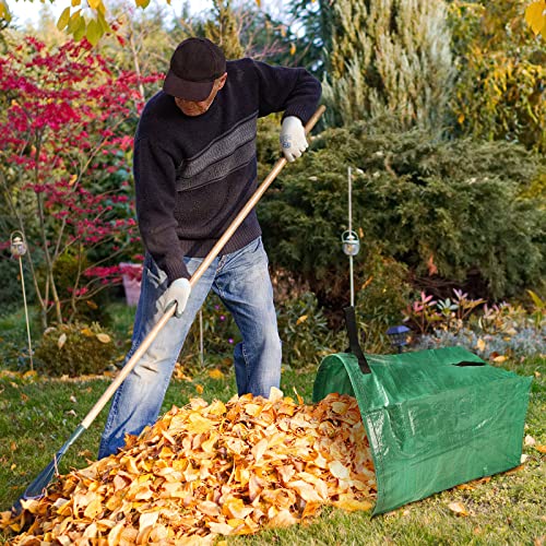 Shappy 3 Pack Large Yard Dustpan-Type Garden Bag Leaf Bags, Reusable Heavy Duty Gardening Bags, Yard Waste Container with Reinforced Carry Handles 53 Gallon Per Bag, Come with Gloves