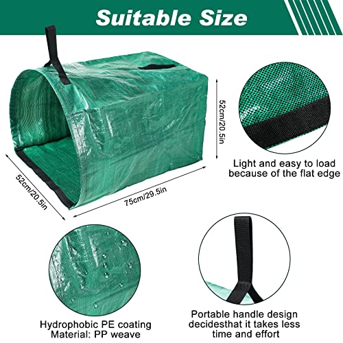 Shappy 3 Pack Large Yard Dustpan-Type Garden Bag Leaf Bags, Reusable Heavy Duty Gardening Bags, Yard Waste Container with Reinforced Carry Handles 53 Gallon Per Bag, Come with Gloves