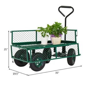 Garden Utility Wagon Cart Heavy Duty 650 Lbs Capacity - Rolling Utility Wagon with Handle and Removable Sides (Mesh Around)