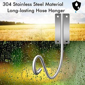 304 Stainless Steel Garden Hose Holder Hanger, EFFIET Heavy Duty Bird Feeder Stand Wall Mounted Hose Reel Rack Bracket Deco Hose Storage Hook, Holds 125-Feet of 5/8-Inch Hosepipe, extension cords