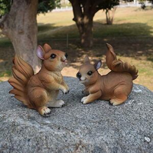 squirrel two pcs resin animal garden figurines outdoor and garden decor patio yard (resin, 5.8inch)