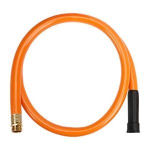 worth garden lead-in short garden hose 3/4 in. x 5ft. no kink,no leak,heavy duty durable pvc water hose with brass hose fittings, male to female fittings,orange,12 years warranty,h065c01