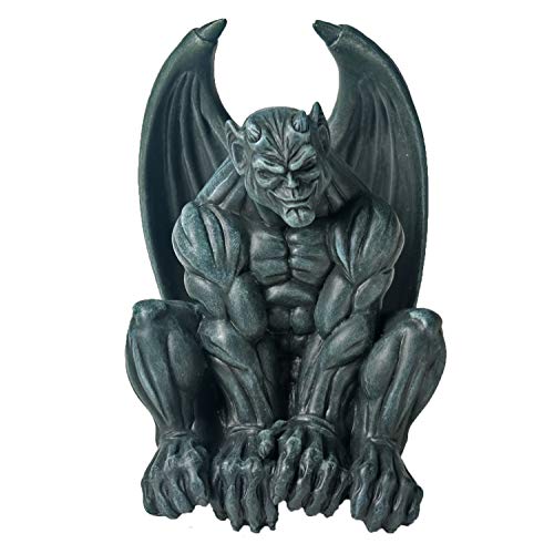 Bella Haus Design Brutus The Gothic Gargoyle Statue 4” x 8” - Polyresin Indoor or Outdoor Décor Detailed Gargoyle Sculpture Statue – Medieval Gargoyle for Mantel Office Bedroom Garden Decoration