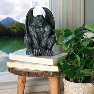 Bella Haus Design Brutus The Gothic Gargoyle Statue 4” x 8” - Polyresin Indoor or Outdoor Décor Detailed Gargoyle Sculpture Statue – Medieval Gargoyle for Mantel Office Bedroom Garden Decoration