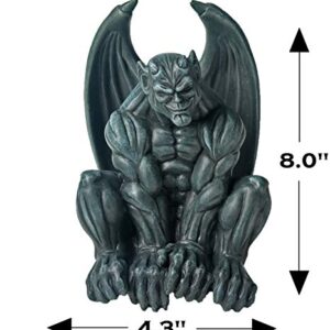 Bella Haus Design Brutus The Gothic Gargoyle Statue 4” x 8” - Polyresin Indoor or Outdoor Décor Detailed Gargoyle Sculpture Statue – Medieval Gargoyle for Mantel Office Bedroom Garden Decoration