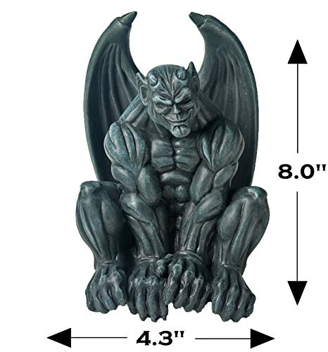 Bella Haus Design Brutus The Gothic Gargoyle Statue 4” x 8” - Polyresin Indoor or Outdoor Décor Detailed Gargoyle Sculpture Statue – Medieval Gargoyle for Mantel Office Bedroom Garden Decoration