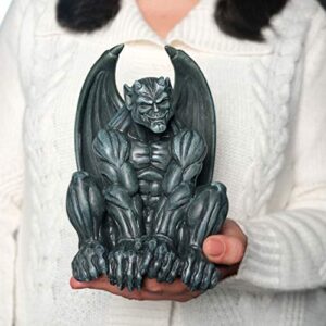 Bella Haus Design Brutus The Gothic Gargoyle Statue 4” x 8” - Polyresin Indoor or Outdoor Décor Detailed Gargoyle Sculpture Statue – Medieval Gargoyle for Mantel Office Bedroom Garden Decoration