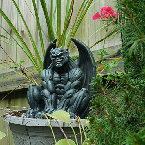 Bella Haus Design Brutus The Gothic Gargoyle Statue 4” x 8” - Polyresin Indoor or Outdoor Décor Detailed Gargoyle Sculpture Statue – Medieval Gargoyle for Mantel Office Bedroom Garden Decoration