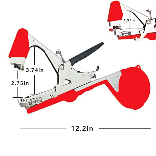 ZFYOUNG Plant Tying Machine Taper Tool Garden Plant Tape Tool for Grapes, Raspberries, Tomatoes and Vining Vegetables, Comes with 21Rolls of Tapes and 1 Box of Staple (red)