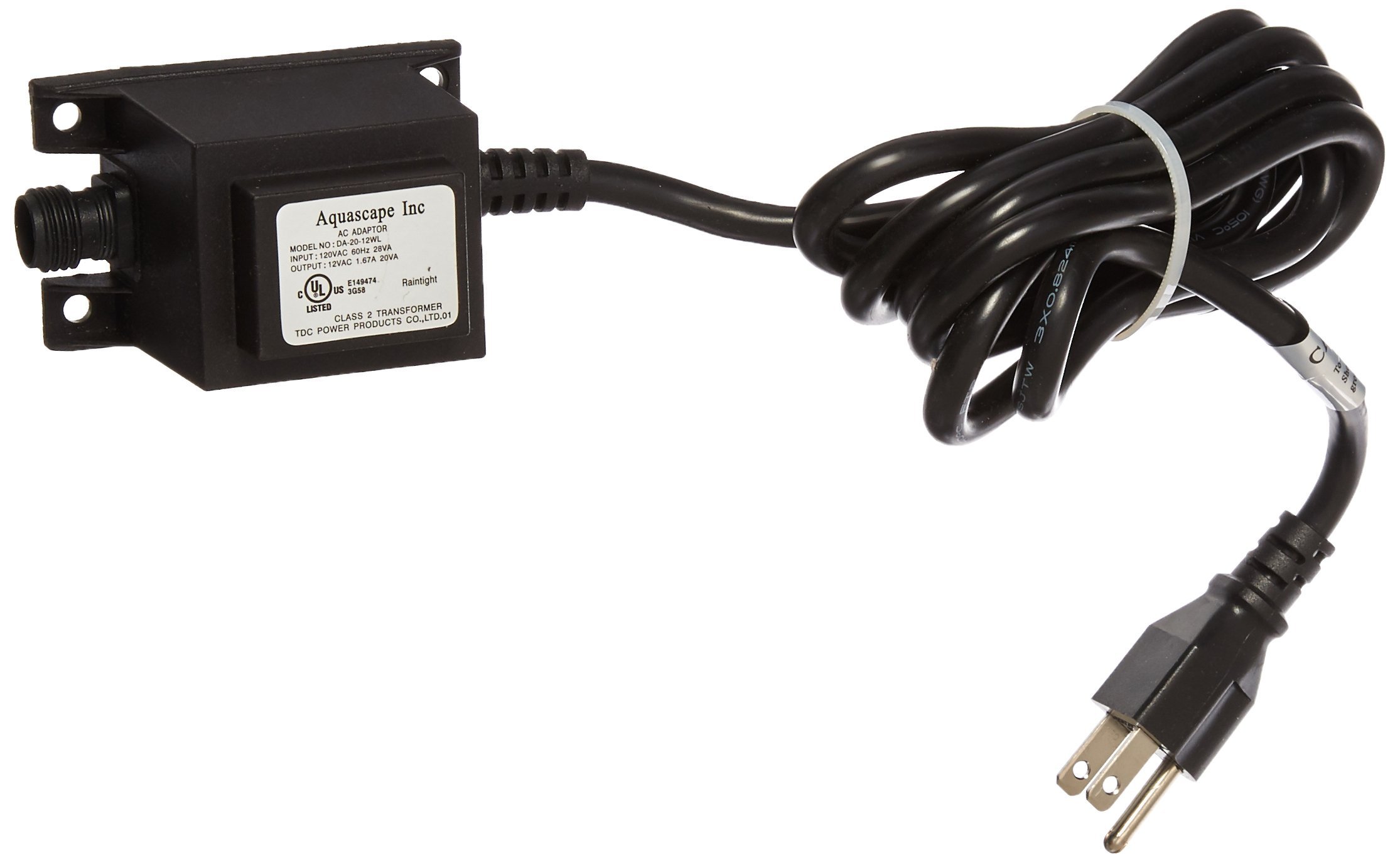 Aquascape 98485 Plug-in Garden, Pond, and Fountain Lighting 12V Quick-Connect Transformer, 20-Watt, Black