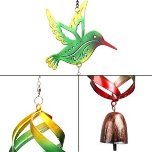 ASAKOKEA Hanging Hummingbird Wind Spinner with Bell Chime - Garden Décor