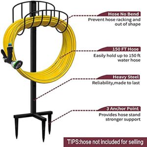 Archi Garden Hose Holder, Sturdy Metal Hose Stand Detachable Water Hose Holder Freestanding Hose Holders with 3 Long Spiky Feet Heavy Duty Storage Hanger Organizer for Lawn & Yard