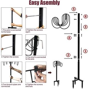 Archi Garden Hose Holder, Sturdy Metal Hose Stand Detachable Water Hose Holder Freestanding Hose Holders with 3 Long Spiky Feet Heavy Duty Storage Hanger Organizer for Lawn & Yard