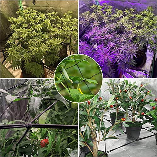 4PCS Grow Tent Net, Flexible Net Trellis Fits 4x4ft and More Size, Stretchy Trellis Netting with Hooks for Garden Balcony Yard Plants Growing and Climbing, Black