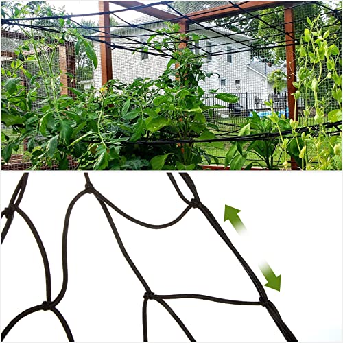 4PCS Grow Tent Net, Flexible Net Trellis Fits 4x4ft and More Size, Stretchy Trellis Netting with Hooks for Garden Balcony Yard Plants Growing and Climbing, Black