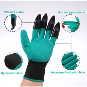 Gardening Gloves Set, 2 Pairs Breathable Rubber Coated Garden Gloves Comes with Grip Nails and Thumb Knife.Which Suit for Pruning, Picking and All Kinds of Gardening