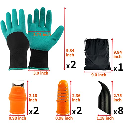 Gardening Gloves Set, 2 Pairs Breathable Rubber Coated Garden Gloves Comes with Grip Nails and Thumb Knife.Which Suit for Pruning, Picking and All Kinds of Gardening