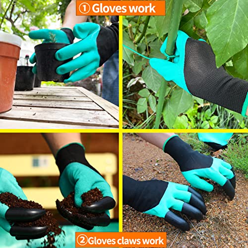 Gardening Gloves Set, 2 Pairs Breathable Rubber Coated Garden Gloves Comes with Grip Nails and Thumb Knife.Which Suit for Pruning, Picking and All Kinds of Gardening