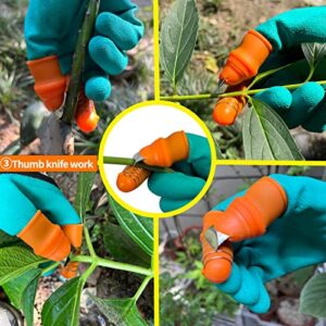 Gardening Gloves Set, 2 Pairs Breathable Rubber Coated Garden Gloves Comes with Grip Nails and Thumb Knife.Which Suit for Pruning, Picking and All Kinds of Gardening