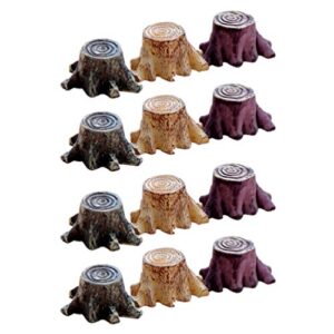 milisten 12pcs mini root stump fairy garden terrariums miniature tree stumps decorative micro bonsai dollhouse landscape root stools resin crafts decorations (random color)