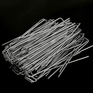 Garden Staples, 6" Stainless Steel Garden Pins, 100Pcs Ground Staples for Sticking on The Ground Securing Ground Cover