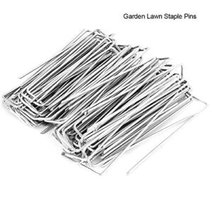 Garden Staples, 6" Stainless Steel Garden Pins, 100Pcs Ground Staples for Sticking on The Ground Securing Ground Cover