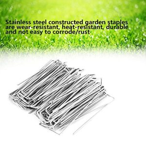 Garden Staples, 6" Stainless Steel Garden Pins, 100Pcs Ground Staples for Sticking on The Ground Securing Ground Cover