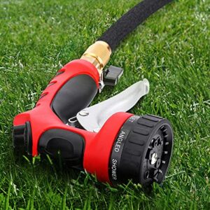 Garden Hose Nozzle High Pressure Water Hose Nozzle 8 Adjustable Patterns Heavy Duty Hose Spray Nozzle Slip Resistant Rubberized Grip for Garden Hose Watering Lawn, Home Cleaning, Pet Bathing, Car Wash